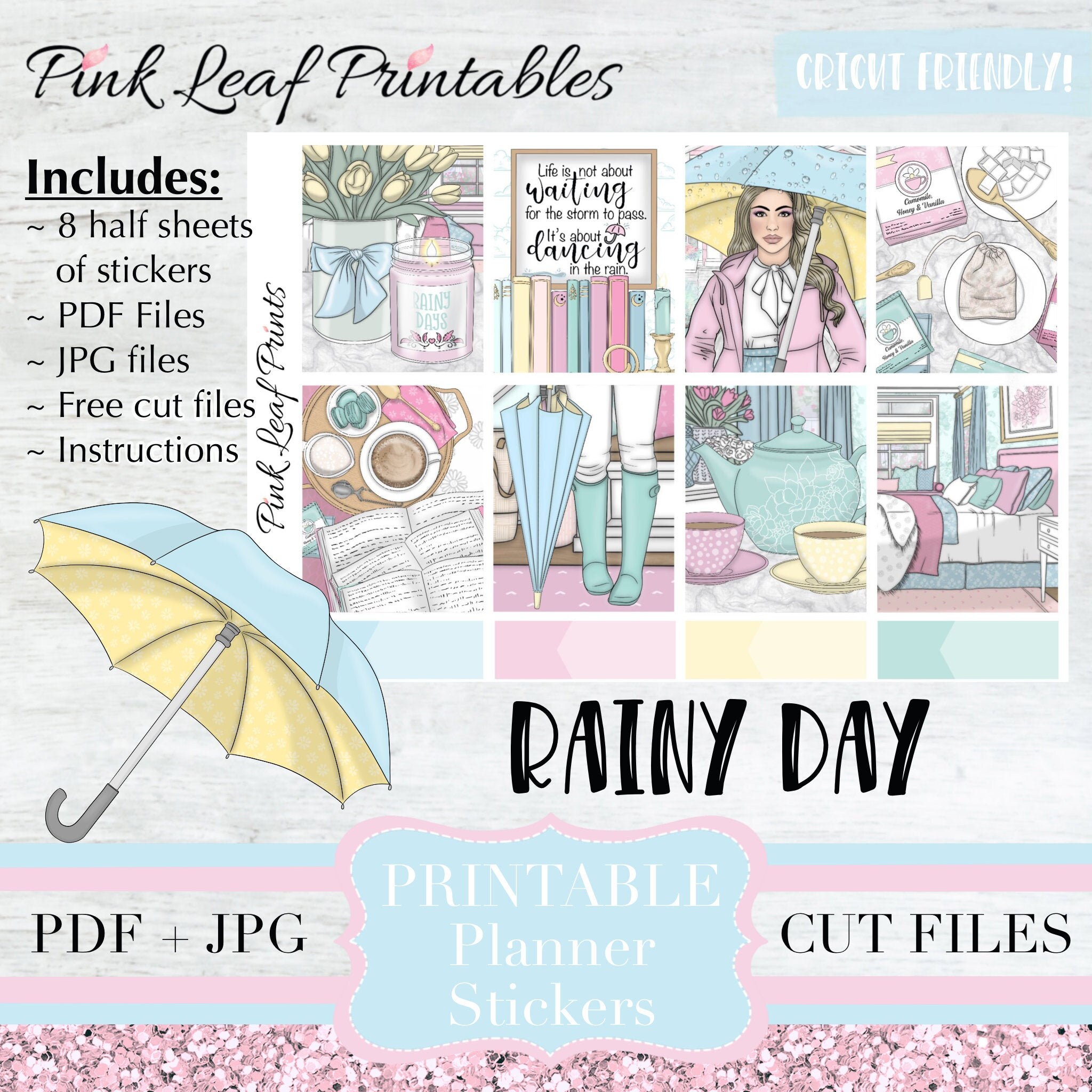 Rainy Day | Printable Planner Stickers | Digital Download - Etsy
