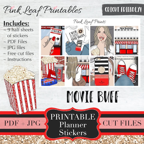 Movie Buff Printable Planner Stickers Digitial Download - Etsy
