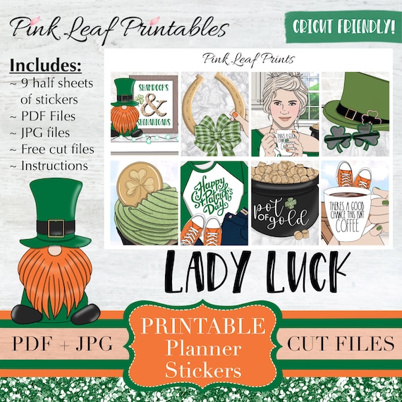 Lucky Lady Printable Planner Stickers Digital Download | Etsy