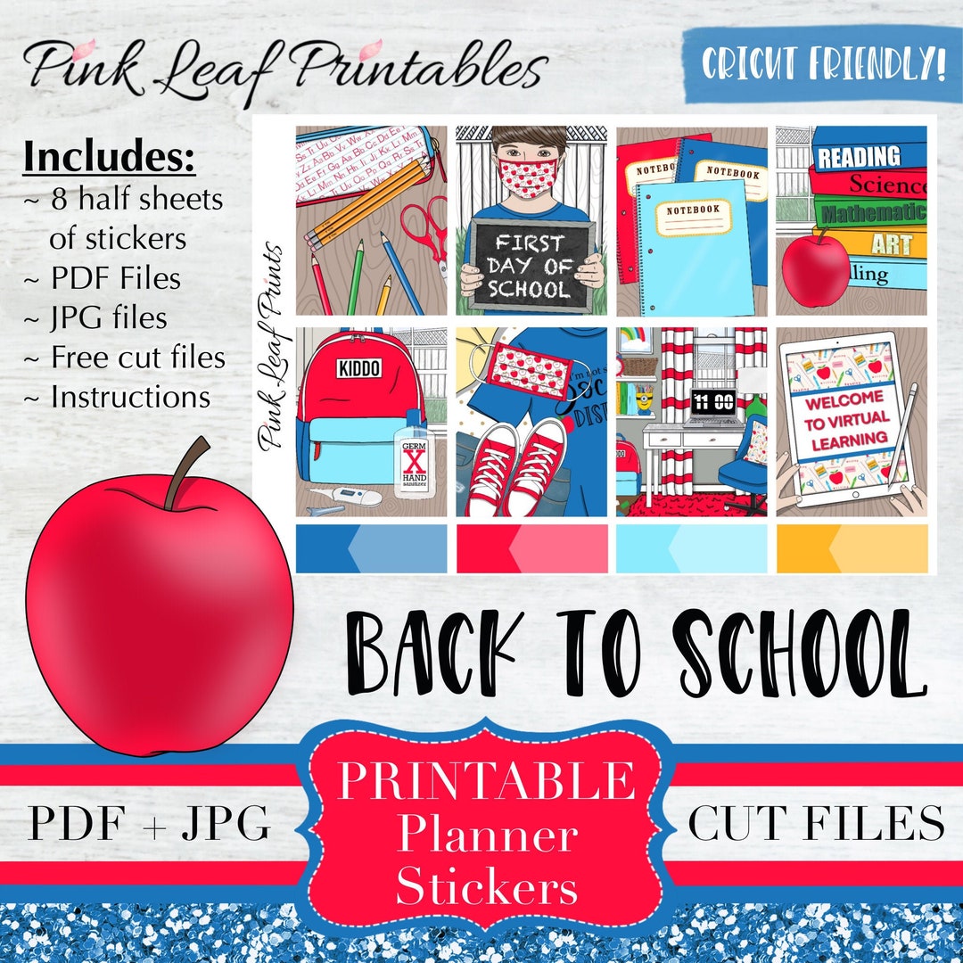 Back to School BOY | Printable Planner Stickers | Digital Download - Etsy