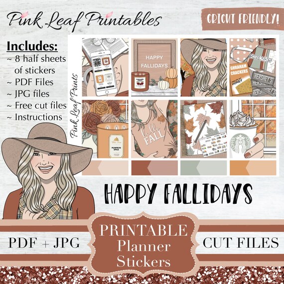 Happy Fallidays Printable Planner Stickers Digital | Etsy
