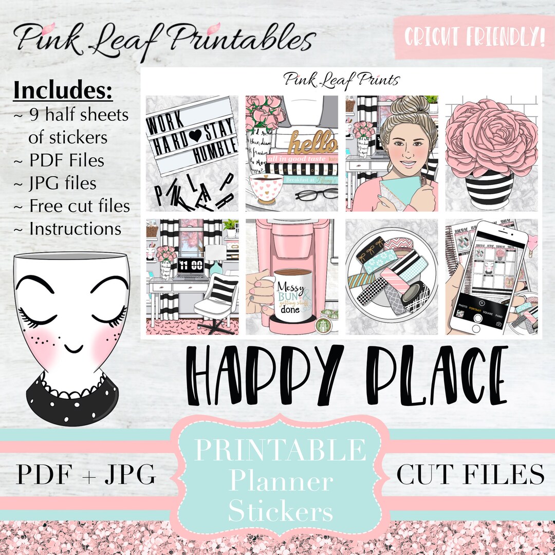 Happy Place | Printable Planner Stickers | Digitial Download - Etsy