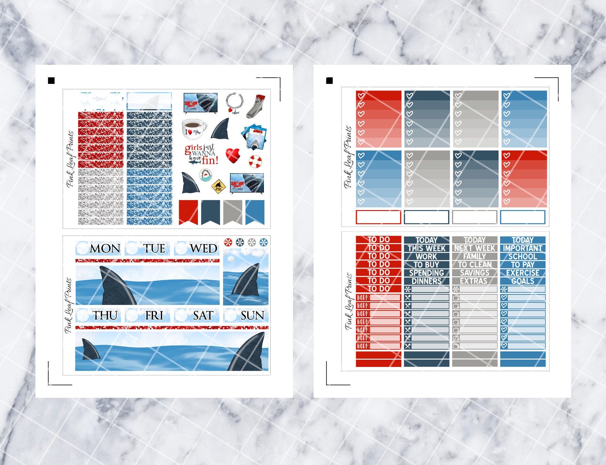 Fin Fan | Printable Planner Stickers | Digitial Download - Etsy