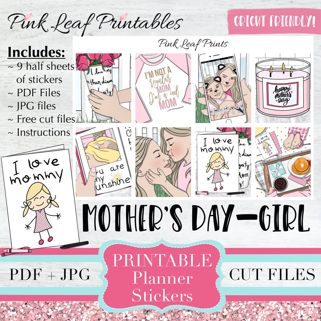 Mother's Day - Girl Mom | Printable Planner Stickers | Digitial ...