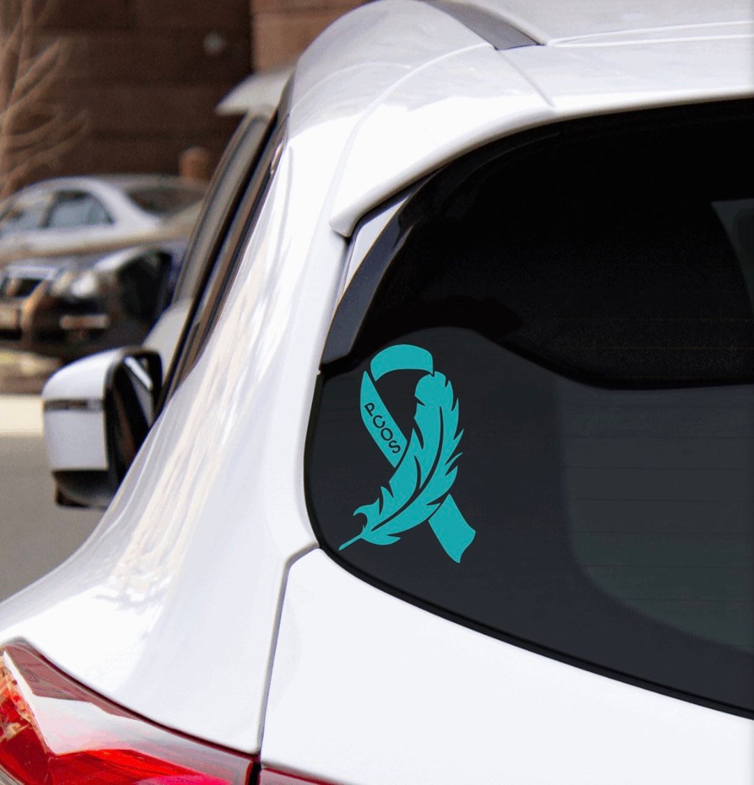 PCOS Awareness Decal, PCOS Awareness Ribbon, PCOS Awareness Feather ...