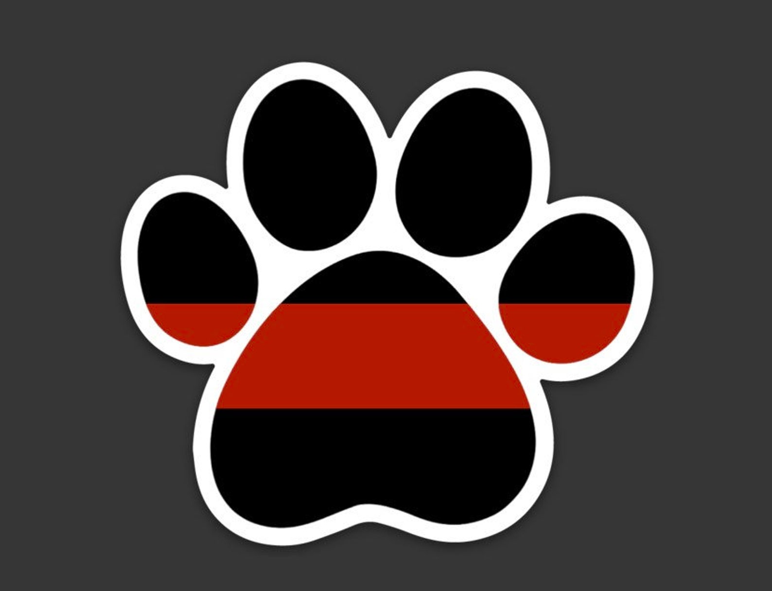 Thin Red Line Paw Print - Etsy