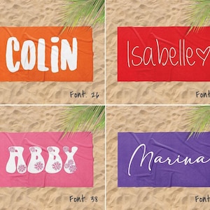 Personalized Beach Towel: Bold Font Custom Name, Vacation Gift - Etsy