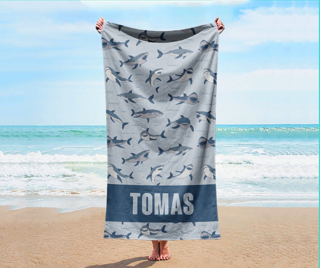 Sea Watercolor Large Personalized Beach Towel Personalized Name Bath ...