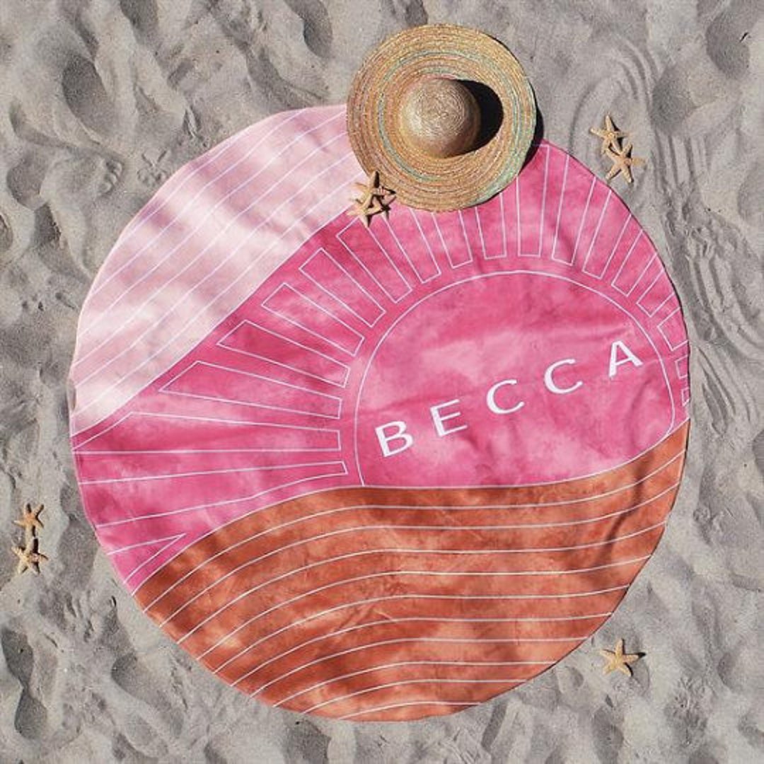 Personalized Round Multi-color Beach Towel, Personalized Beach Towel ...