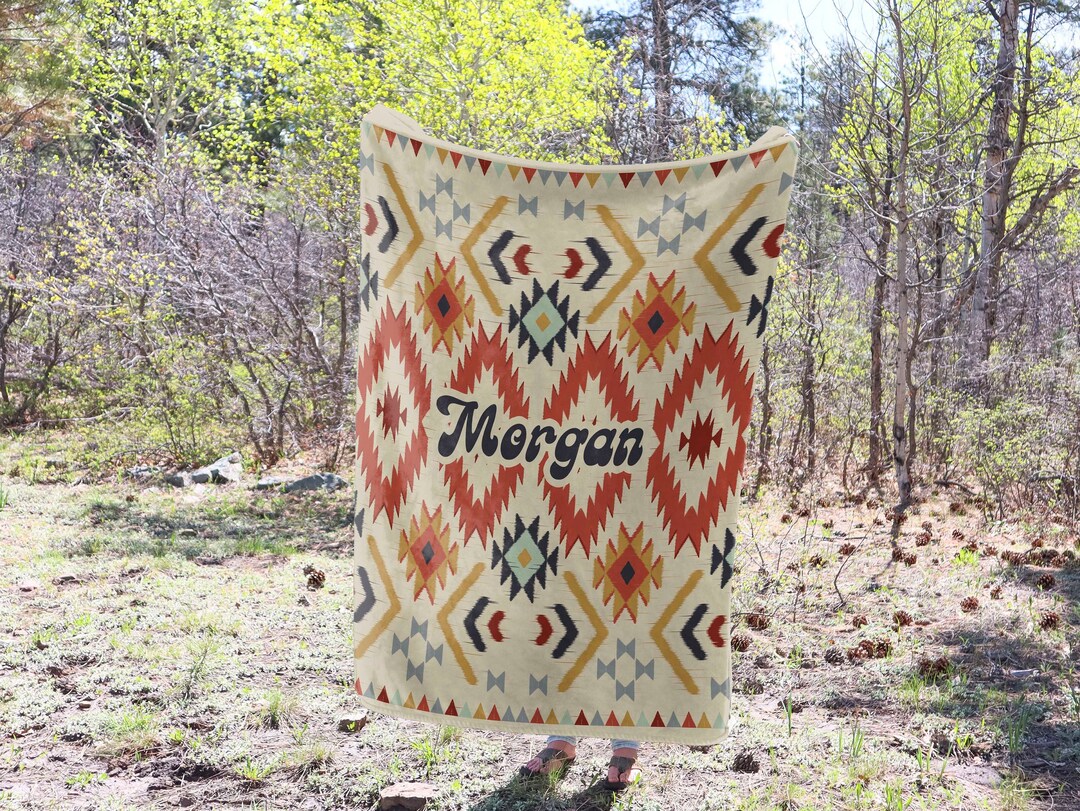 Rustic Aztec Design Personalize Blanket, Minky or Sherpa Custom Blanket ...