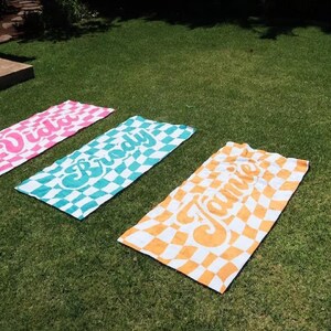 Personalized Kids Hooded Towel: Retro Vans Checkerboard, Custom Name - Etsy