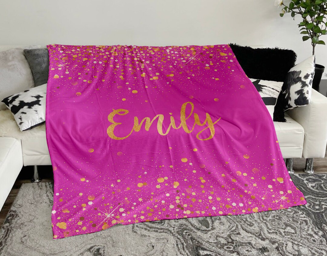 Personalized Gold Glitter Style Blanket, Custom Minky Fleece Blanket - Etsy