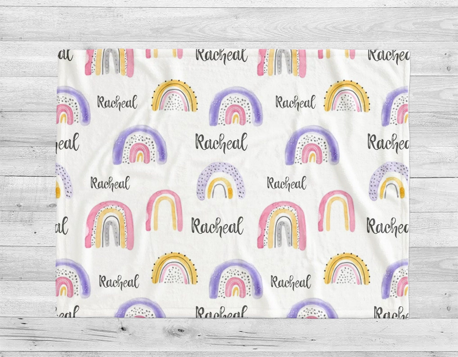 Water Paint Rainbow Pattern Personalize Blanket Minky or - Etsy