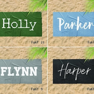 Personalized Beach Towel: Bold Font Custom Name, Vacation Gift - Etsy