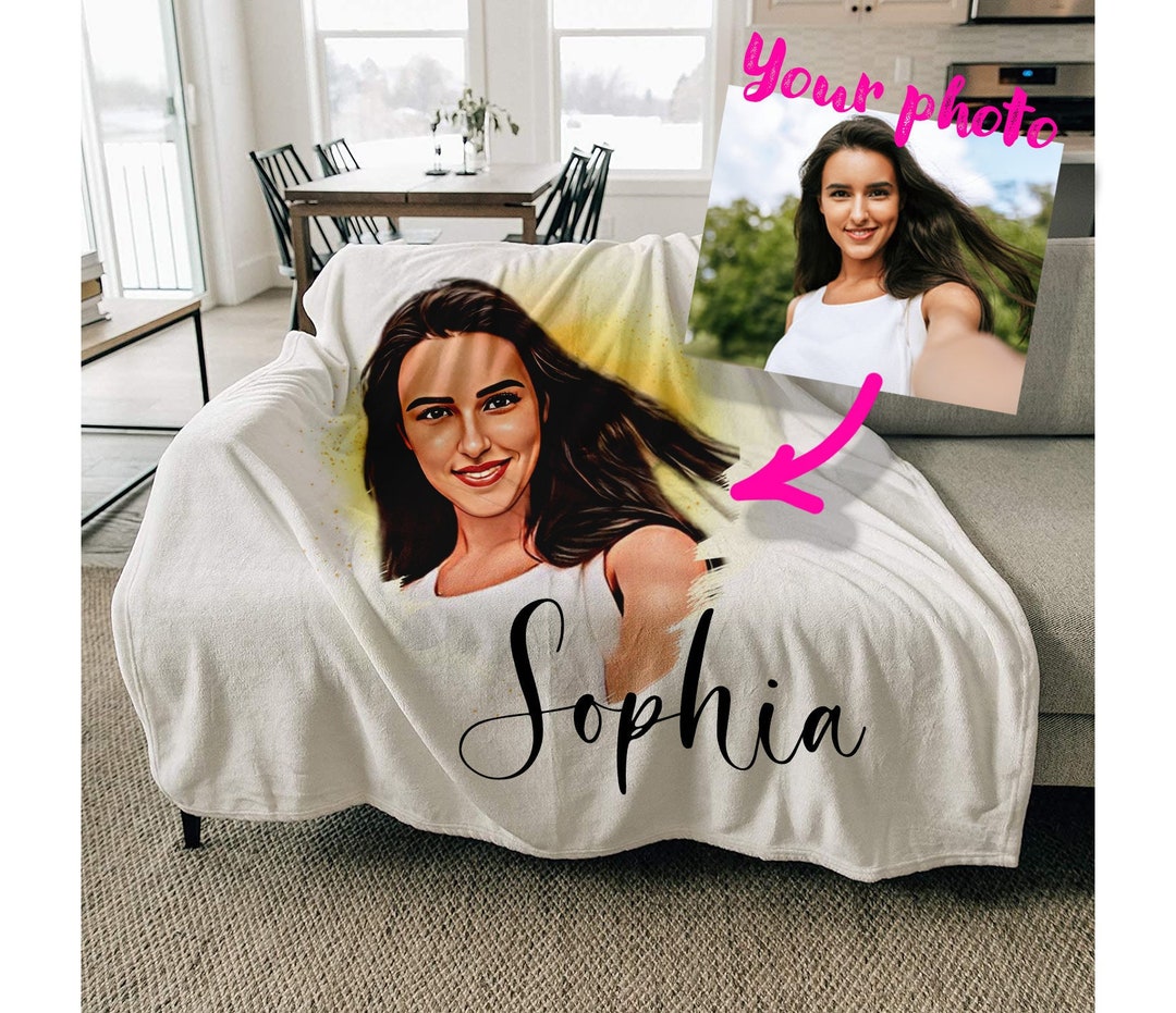 Portrait Photo Blanket Personalized With A Photo, Comfy Picture Blanket ...