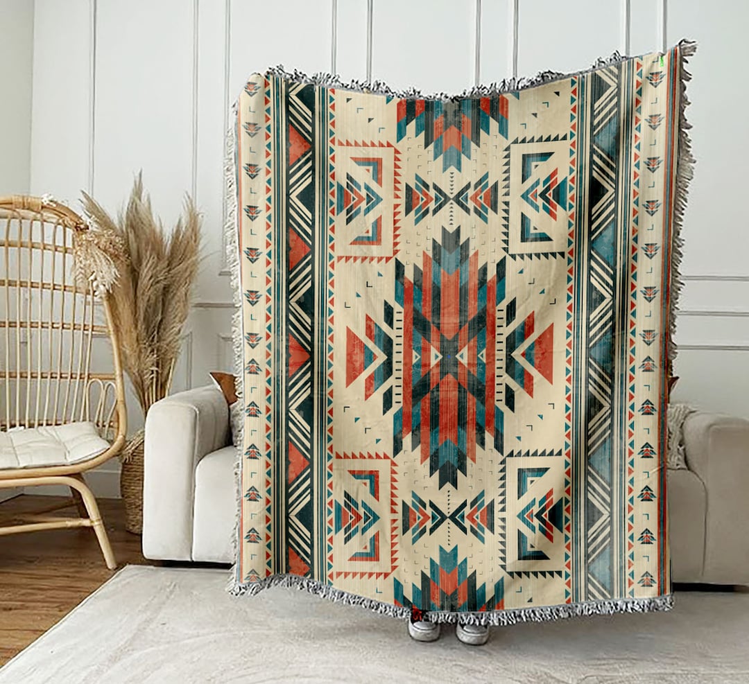 Aztec Tapestry Woven Cotton Throw - Sublimated - Made in the USA (60 ...