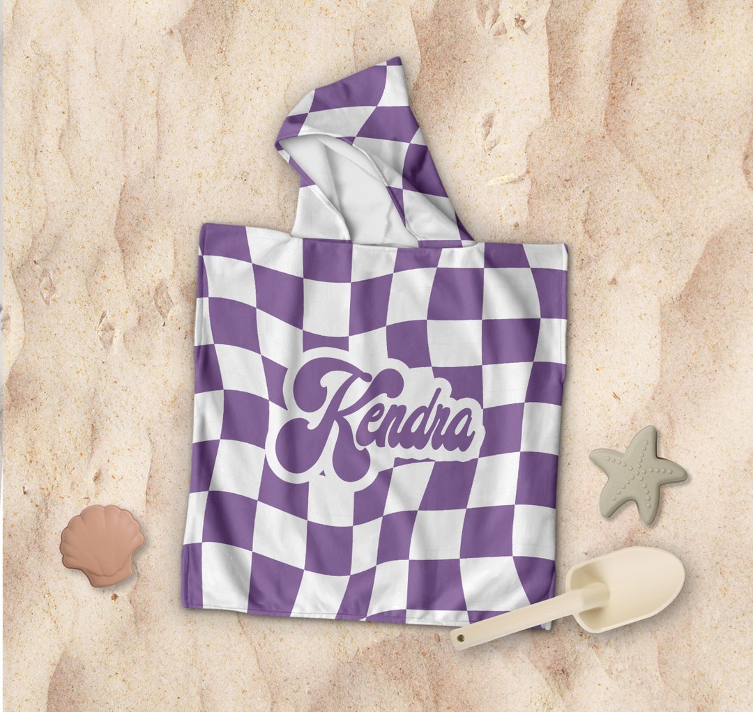 Personalized Kids Hooded Beach Towel: Retro Vans Checkerboard, Custom ...