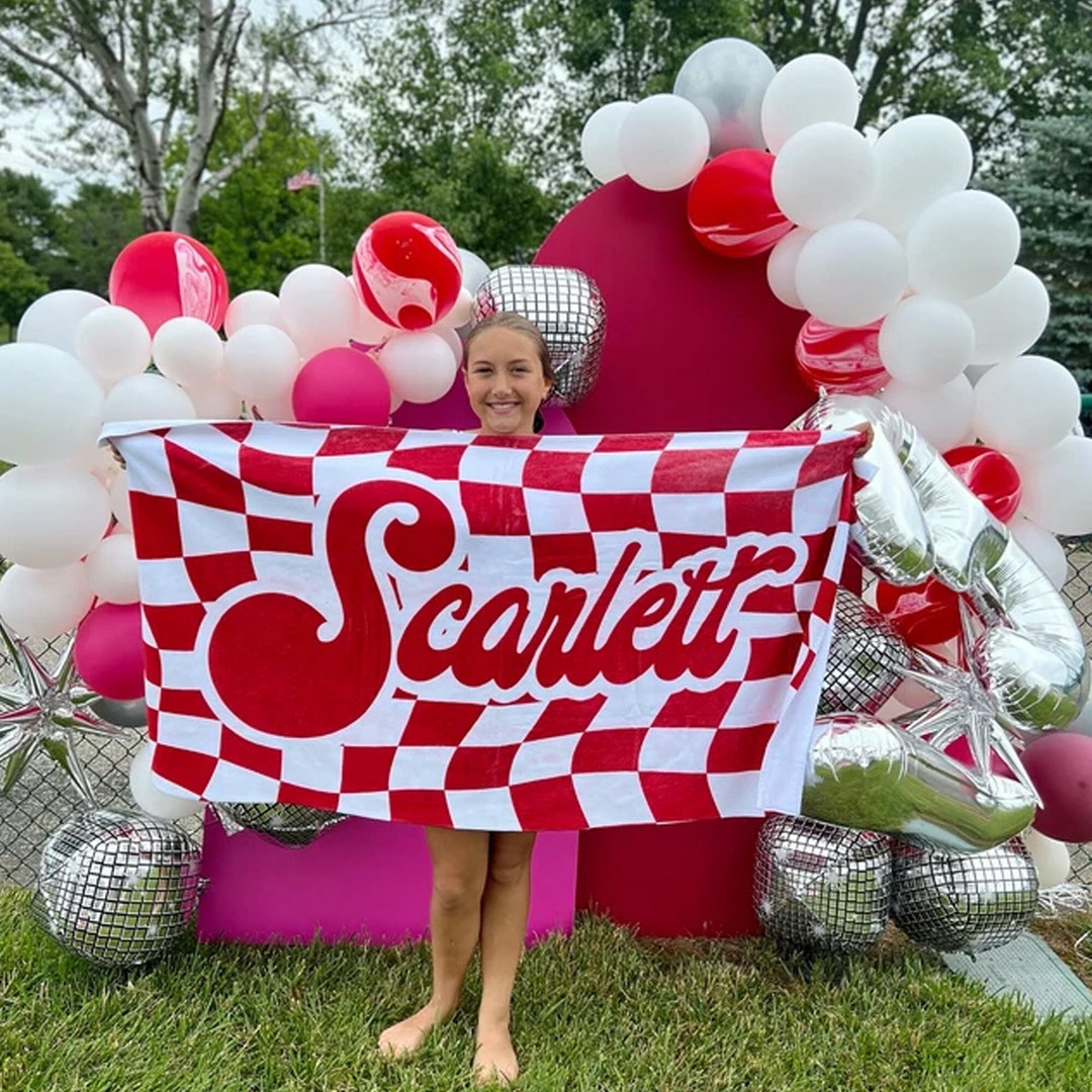 Beach Towel Personalized Vans Checker Pattern Retro Style Custom Name ...