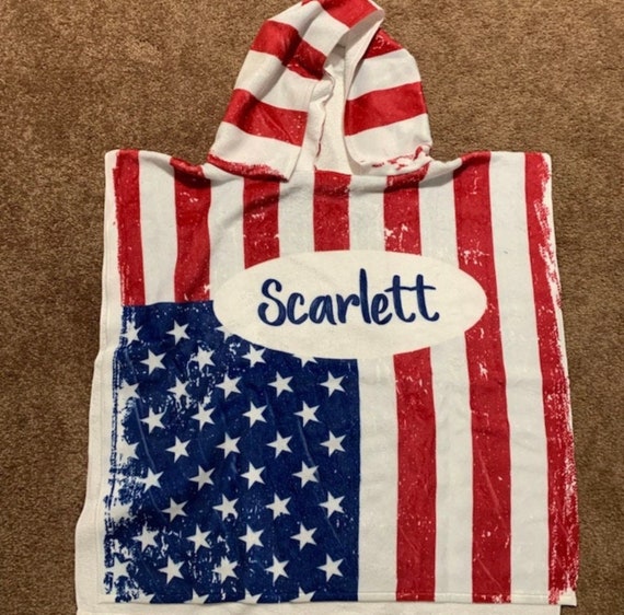 US Flag Kids Hooded Beach Poncho - Etsy