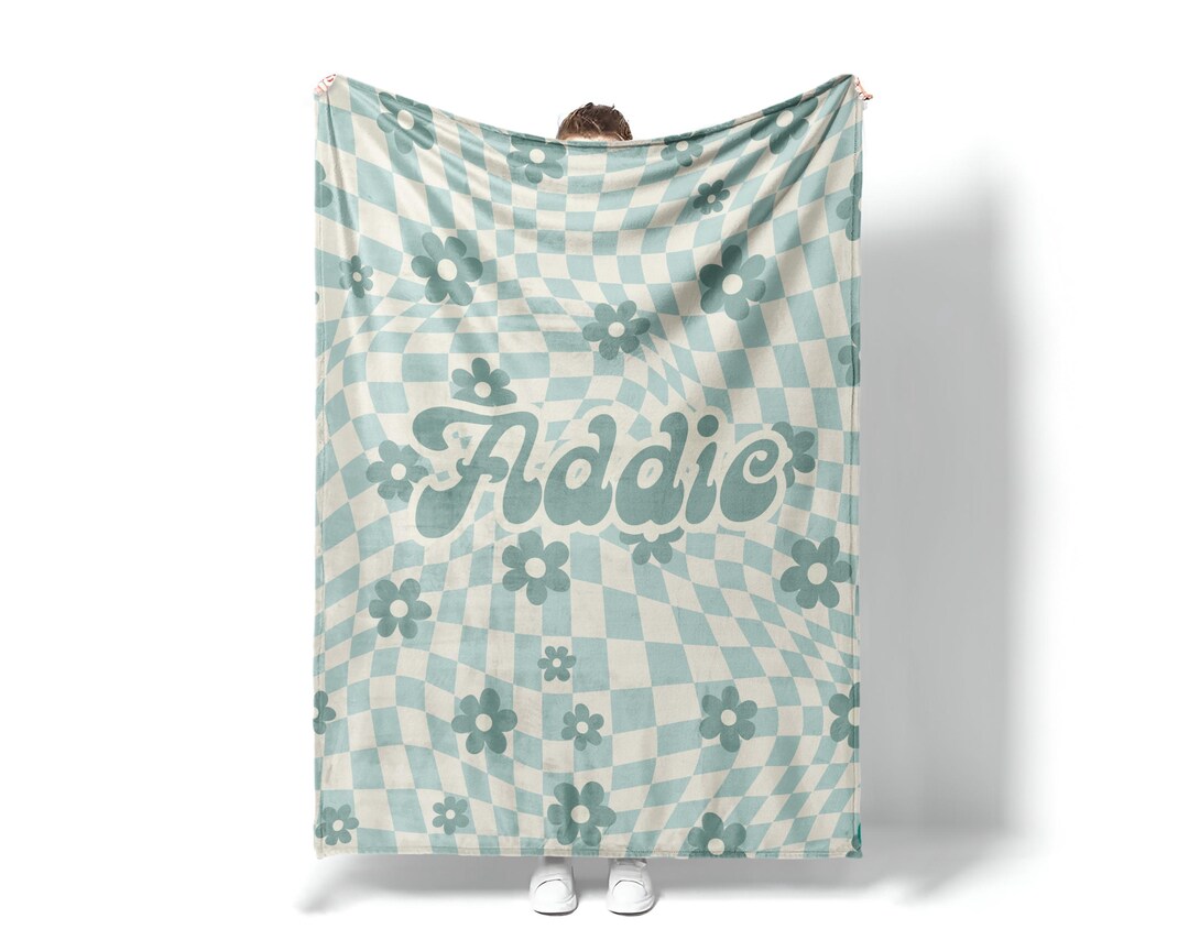 Personalized DAISY CHECKER Pattern in Vintage Rustic Style Blanket With ...
