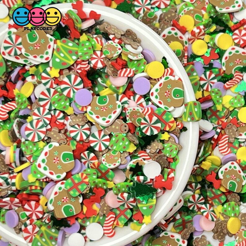 10grams Old Fashion Christmas Mix Fimo Gingerbread Candy Cane Fake ...