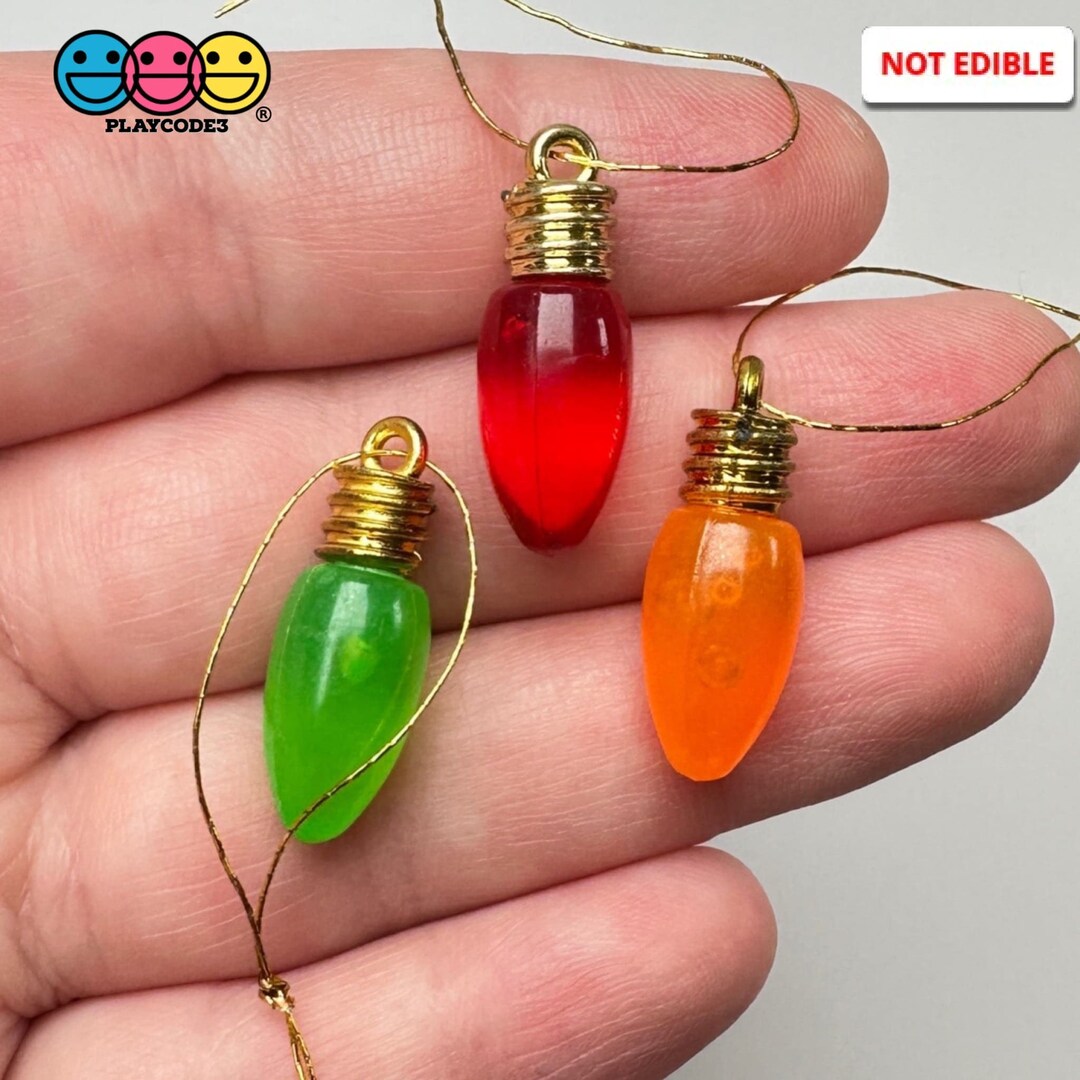 12pcs Fake Christmas Light Bulb Ornament Holiday Red Green Orange Blue Charms Slime Supplies ...