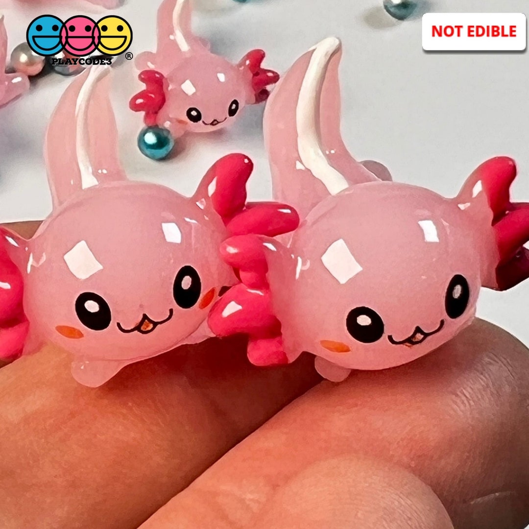 10pcs Axolotl Pink Charm Kawaii Cute Cabochons Decoden Plastic Resin ...