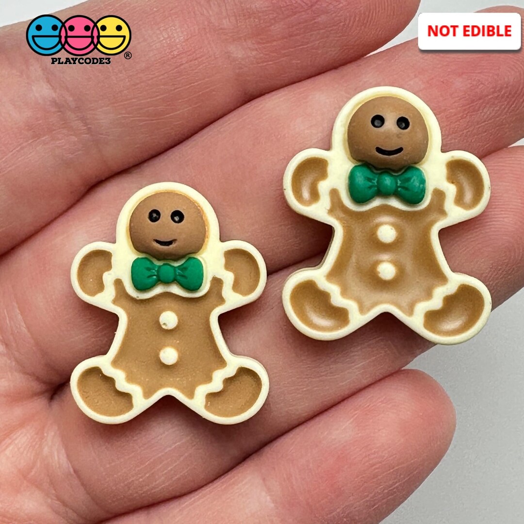 10pcs Fake Gingerbread Man Holiday Christmas Flat Back Charms Slime ...