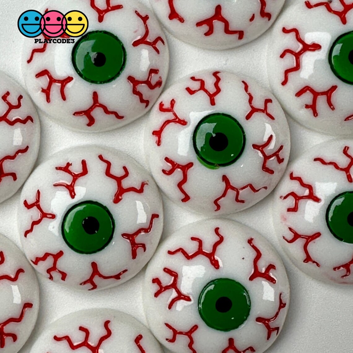 10pcs Blood Shot Green Eyes Flatback Halloween Charms Slime Supplies ...