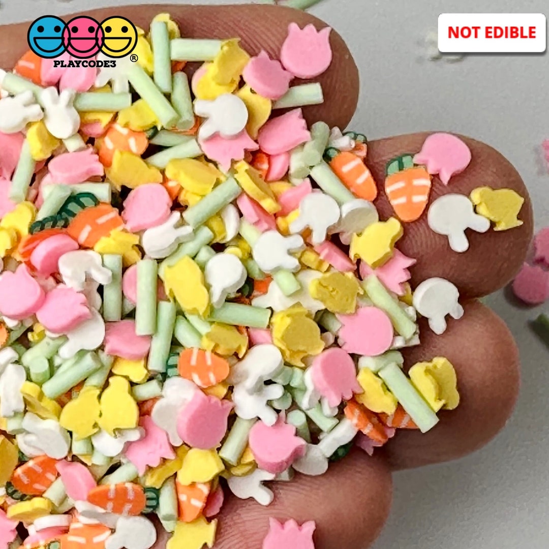 10grams Bunny Chick Carrot Tulip Flower Patch Mix Fimo Faux Sprinkle ...