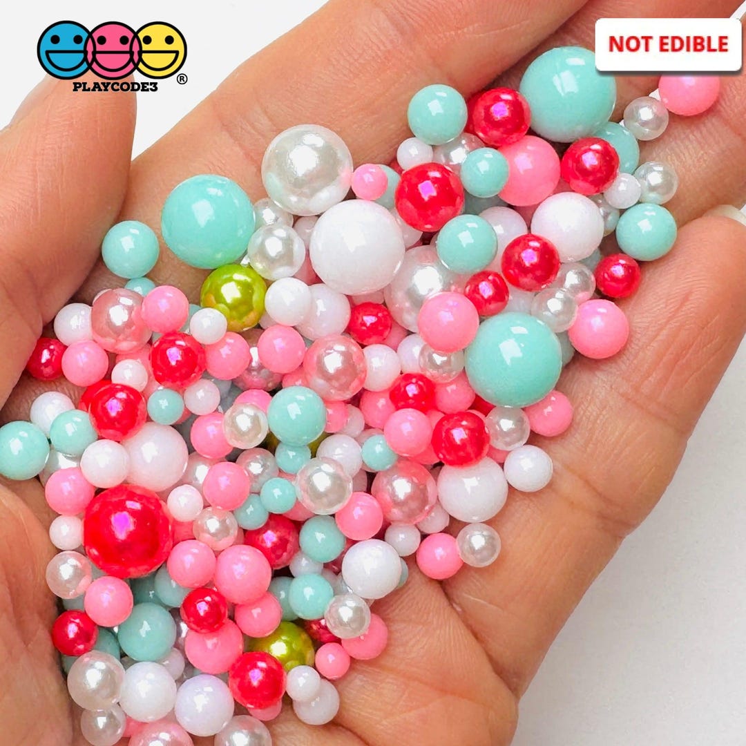 10grams 8/6/4/2mm Acrylic Fake Pearl Beads Faux Sprinkles Decoden Slime ...