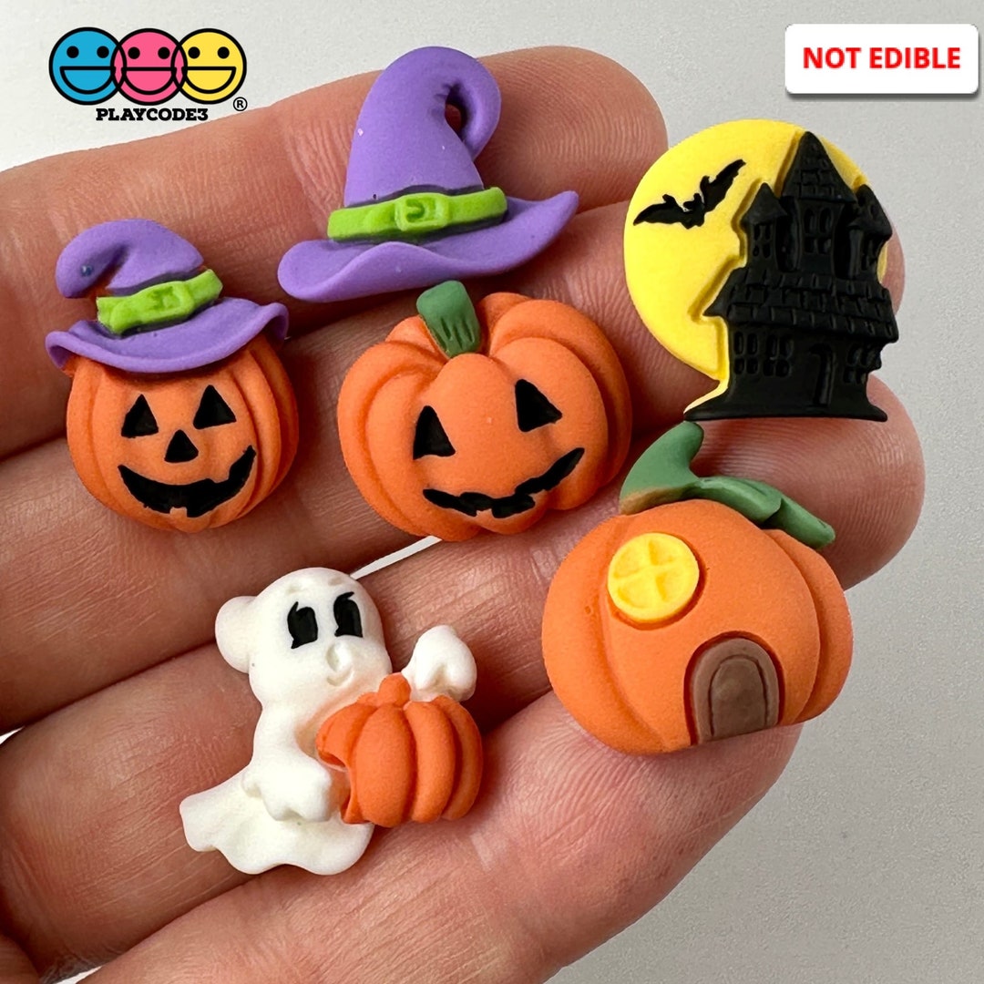 10/12pc Jack-o-lantern Witches Hat Haunted House Pumpkin Ghost Cabochon ...