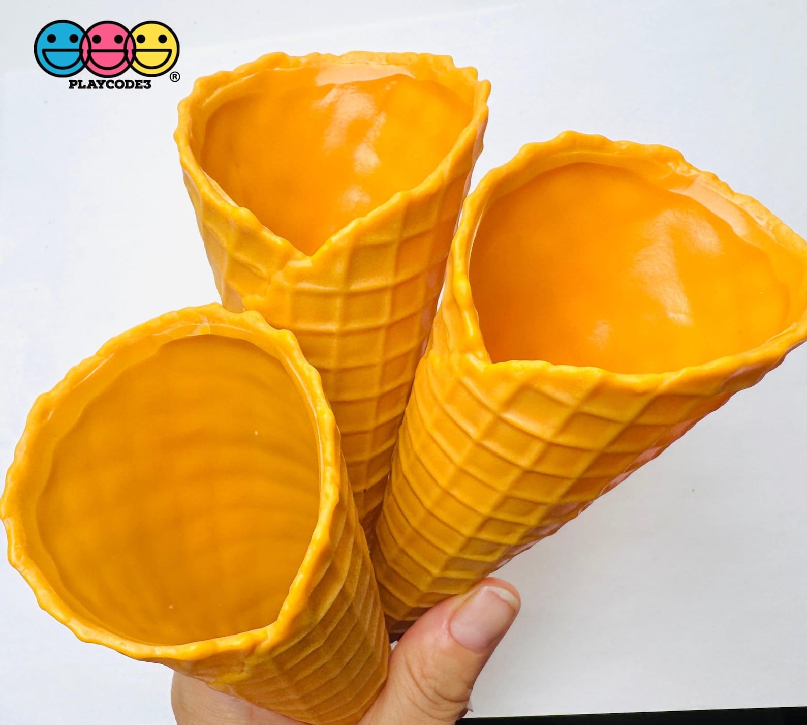 Fake NOT EDIBLE Real Size Ice Cream Waffle Cone Plastic Food Faux ...