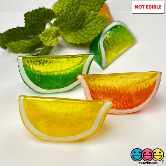 9pcs Lemon Orange Lime Fake Wedges Charms Plastic Translucent | Etsy