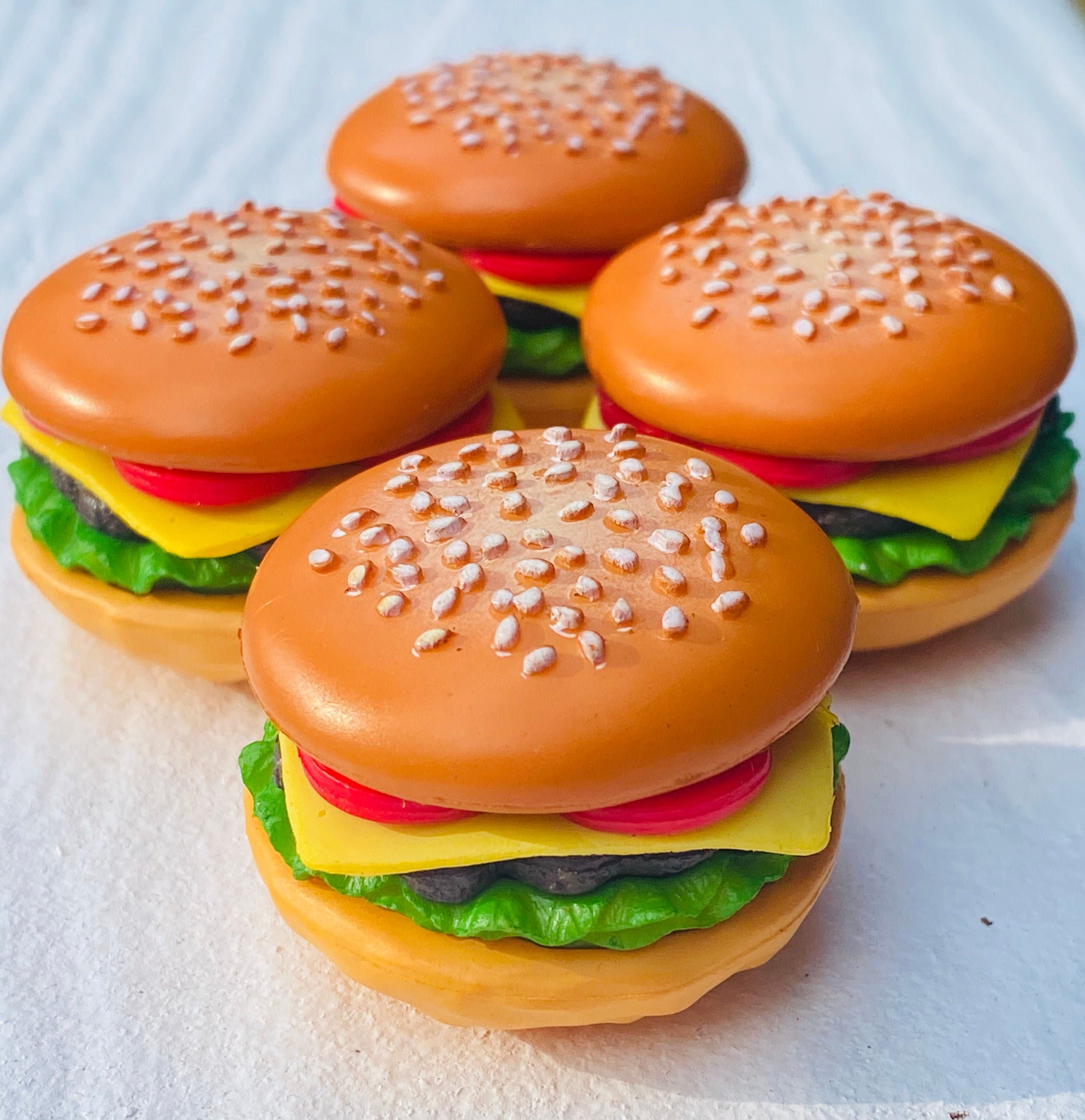 4pcs 3D Hamburger Charms Hamburgers Slime Supplies Crafting - Etsy