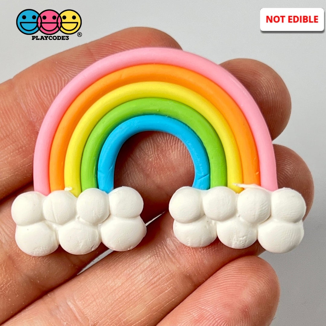 10pcs Rainbow Clouds BENDABLE Polymer Clay Charm Decoden Slime Supplies ...