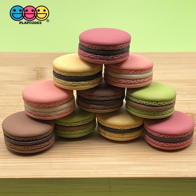 10pcs MINI Macaroons Charms NOT Actual Size Fake Food 5 Colors Faux ...