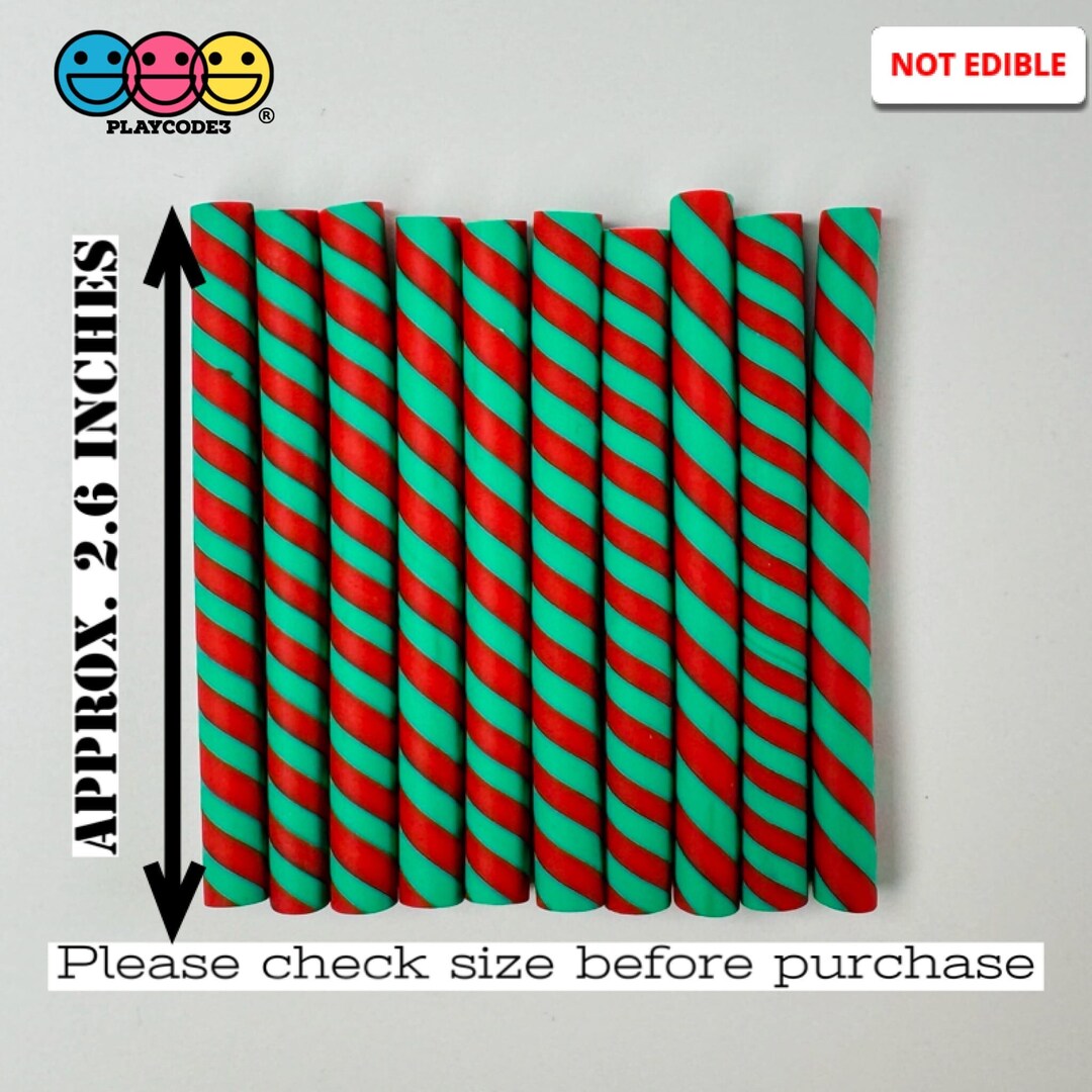 10pcs Fake Peppermint Sticks Christmas Holiday Charms Slime Supplies ...