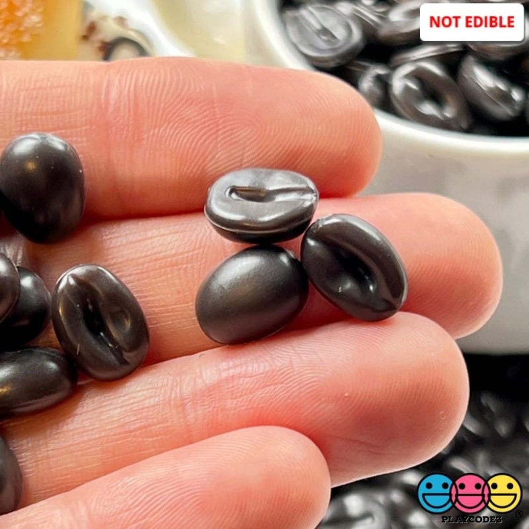 100pcs Coffee Beans Charms Fake Food Espresso Bean 3D Cabochons Slime ...