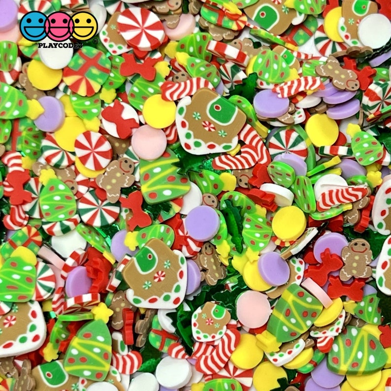 10grams Old Fashion Christmas Mix Fimo Gingerbread Candy Cane Fake ...