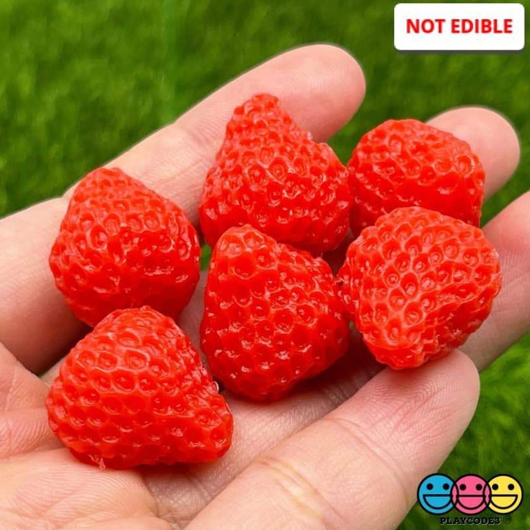 10pcs Strawberry Mini 3D Resin Charm Whole Strawberries Charms Fake ...