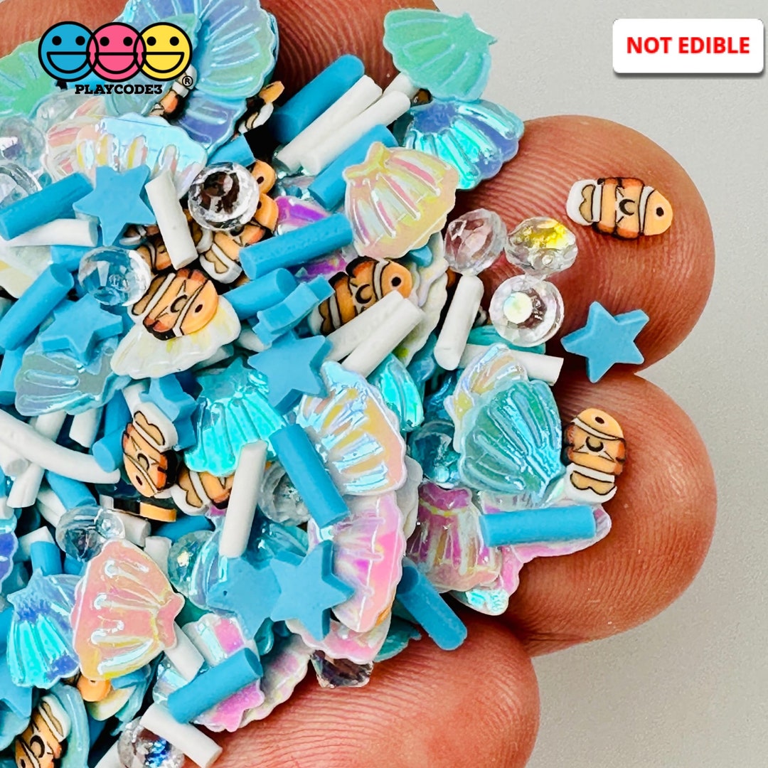 10grams Big Blue Sea Mix Clown Fish Rhinestone Diamonds Stars Clay ...