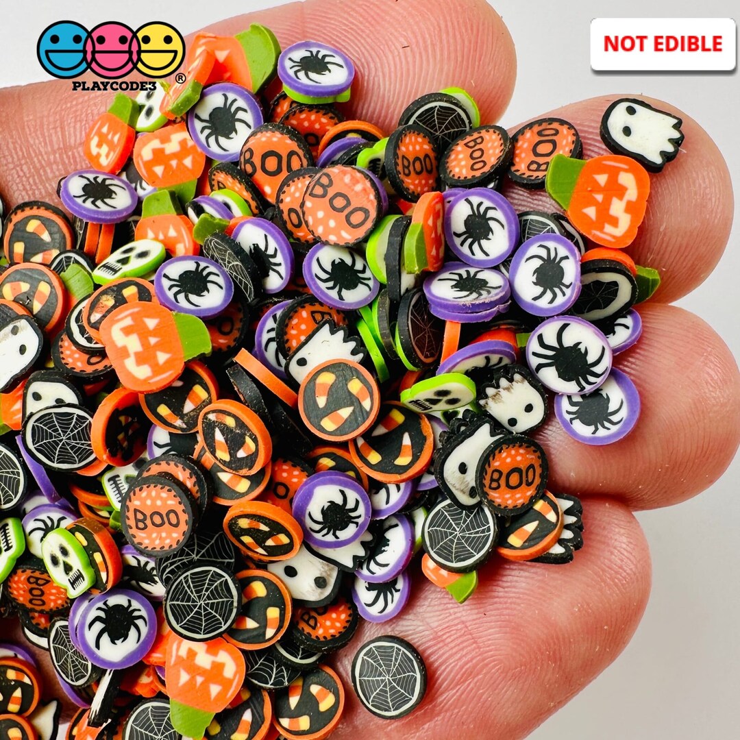 10grams Halloween Mix Ghost, Spiders, Jack-o-lanterns Polymer Clay ...