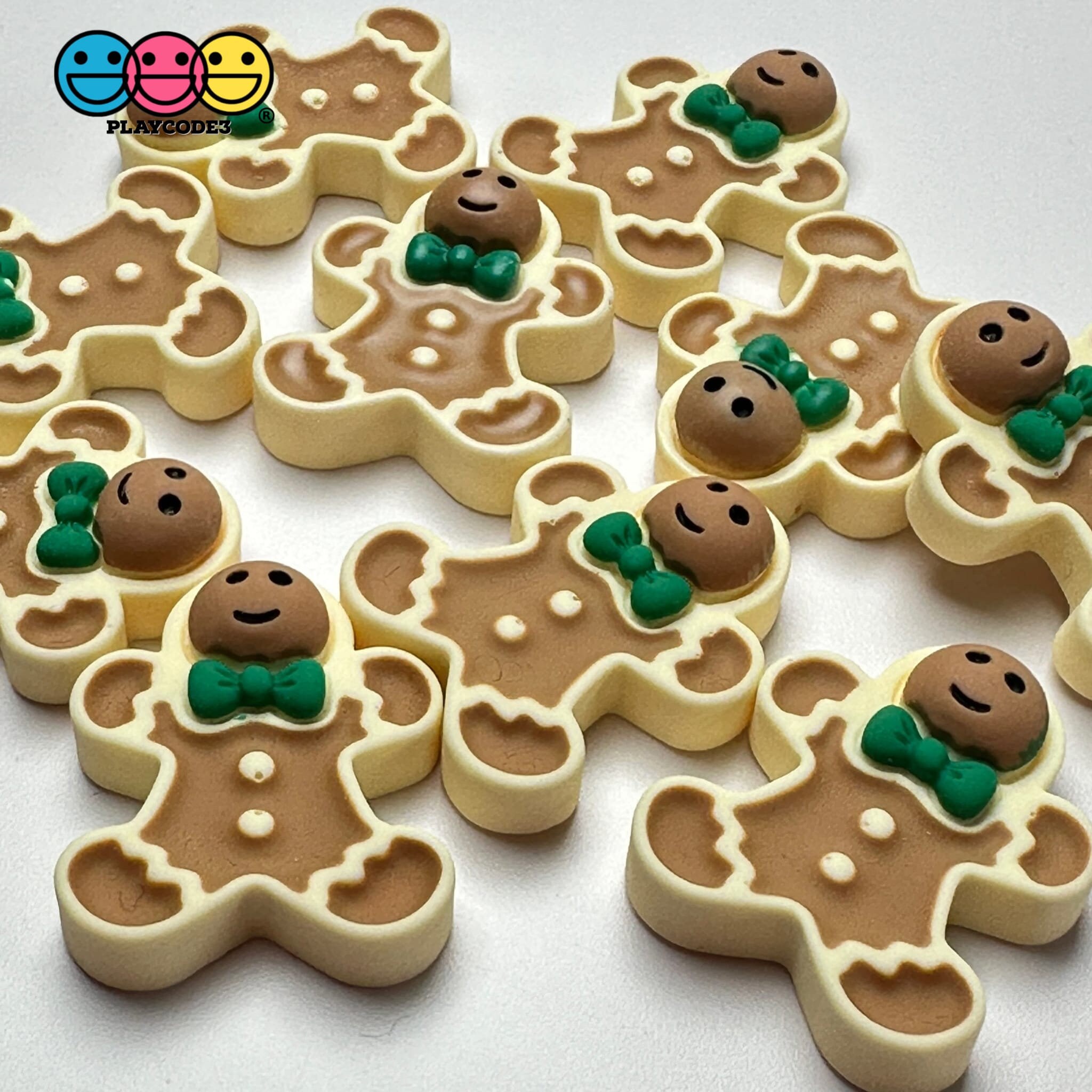 10pcs Fake Gingerbread Man Holiday Christmas Flat Back Charms Slime ...