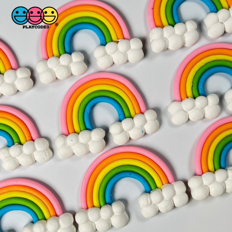 10pcs Rainbow Clouds BENDABLE Polymer Clay Charm Decoden Slime - Etsy