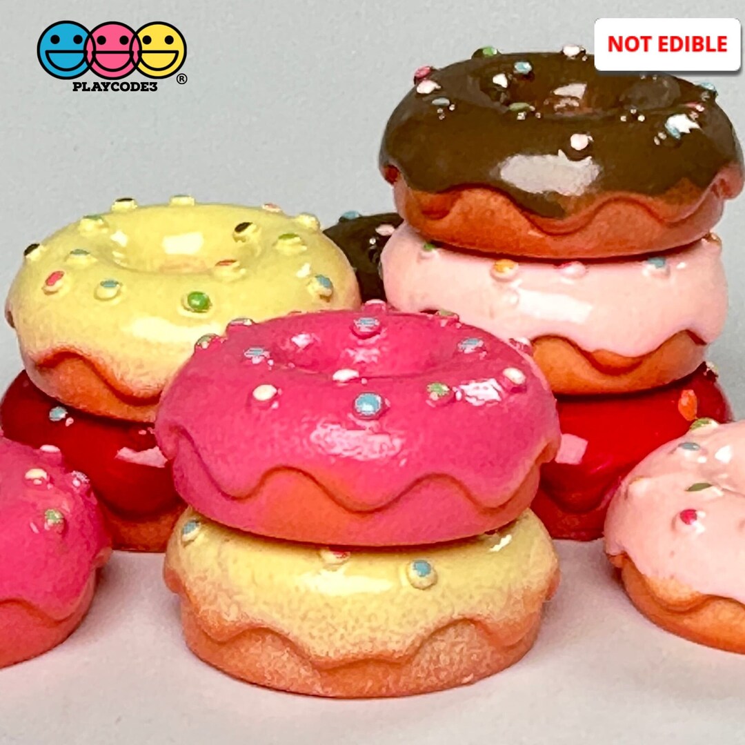 10pcs Doughnut Mini With Icing and Sprinkles Flat Back Charm 5 Colors ...