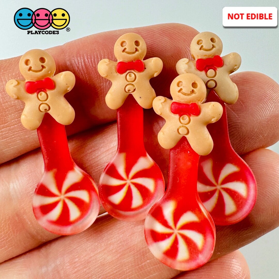 10pcs Gingerbread Man Peppermint Spoon Christmas Charms Slime Supplies ...