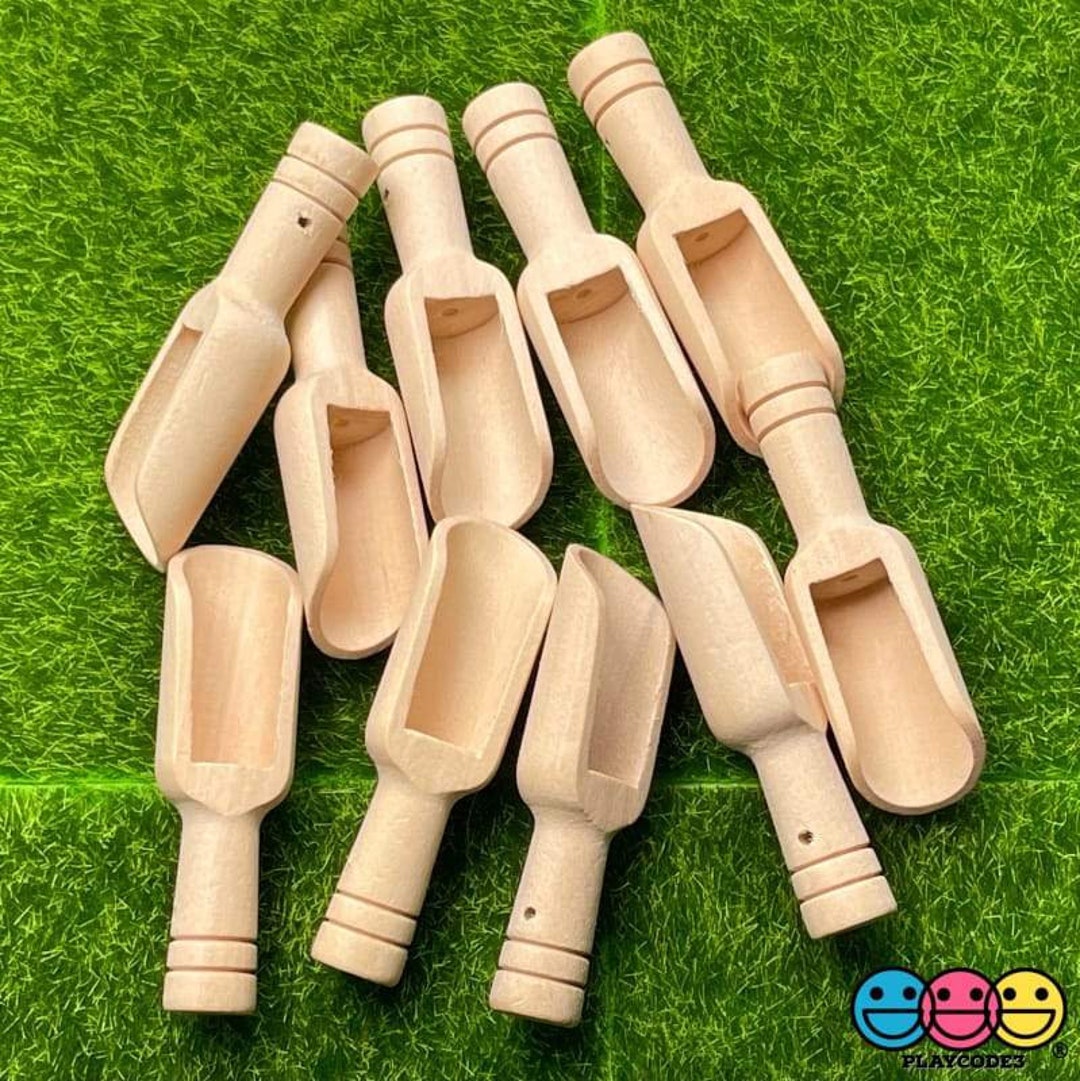 10pcs Scoop Wooden Mini Spoon Beveled Natural Wood Candy Scooper With ...