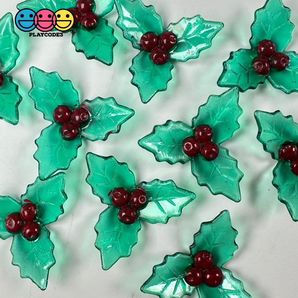 10pcs Mistletoe Mini Transparent Charm Christmas Resin Holiday Home ...