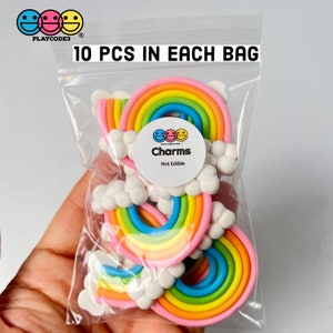 10pcs Rainbow Clouds BENDABLE Polymer Clay Charm Decoden Slime Supplies ...